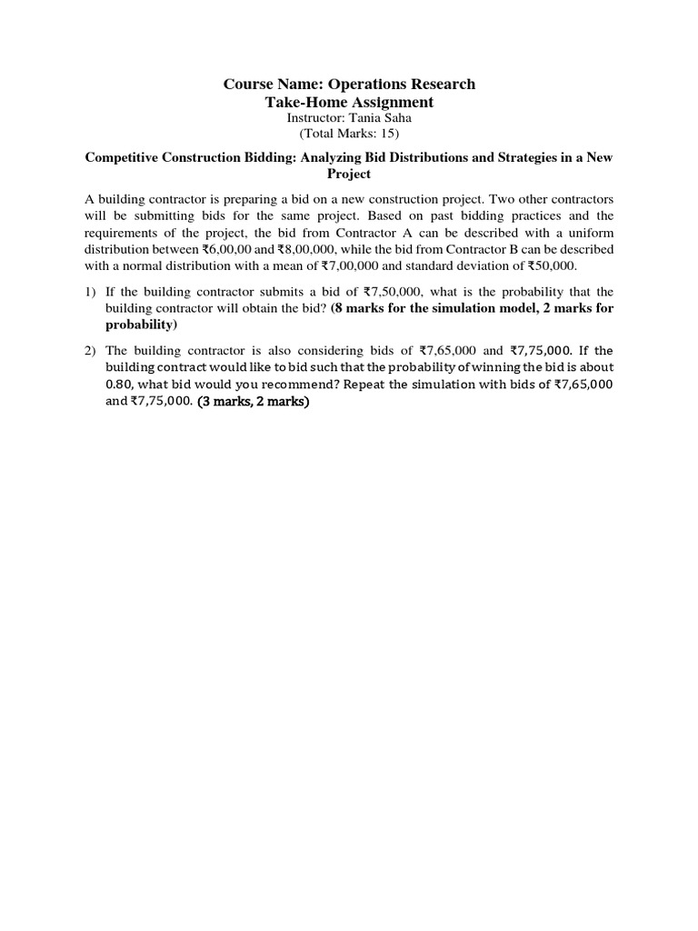 Competitive Bidding Analysis Assignment | PDF | Business | Art