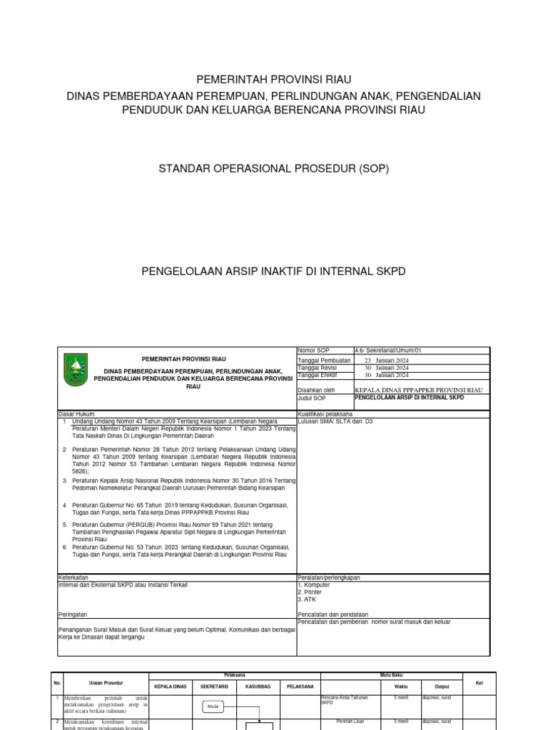 SOP Penggunaan Arsip Inaaktif | PDF