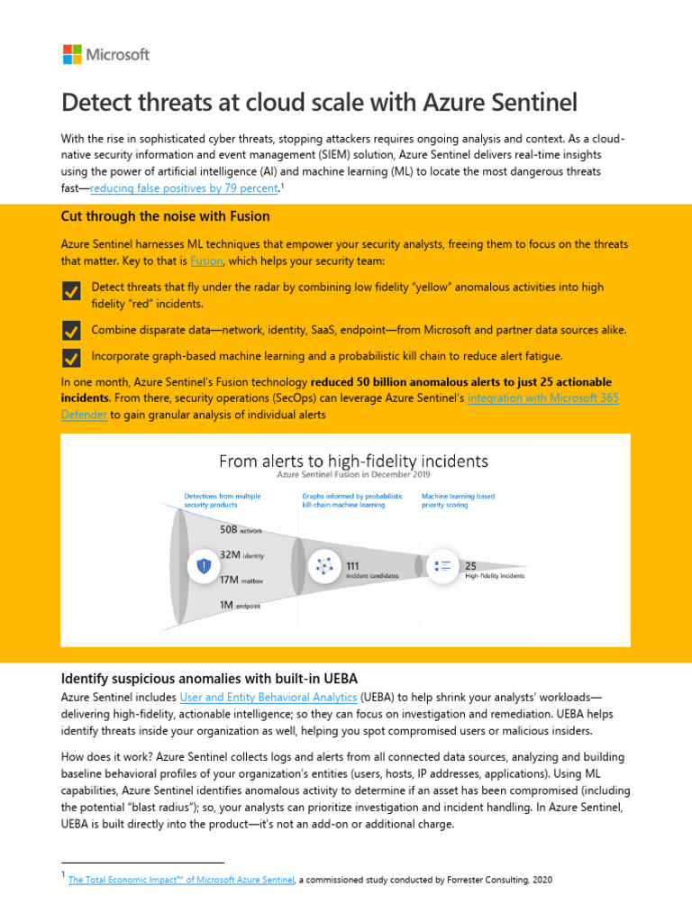 Data Sheet - Detecting Threats With Azure Sentinel | PDF | Machine Learning | Computer Security