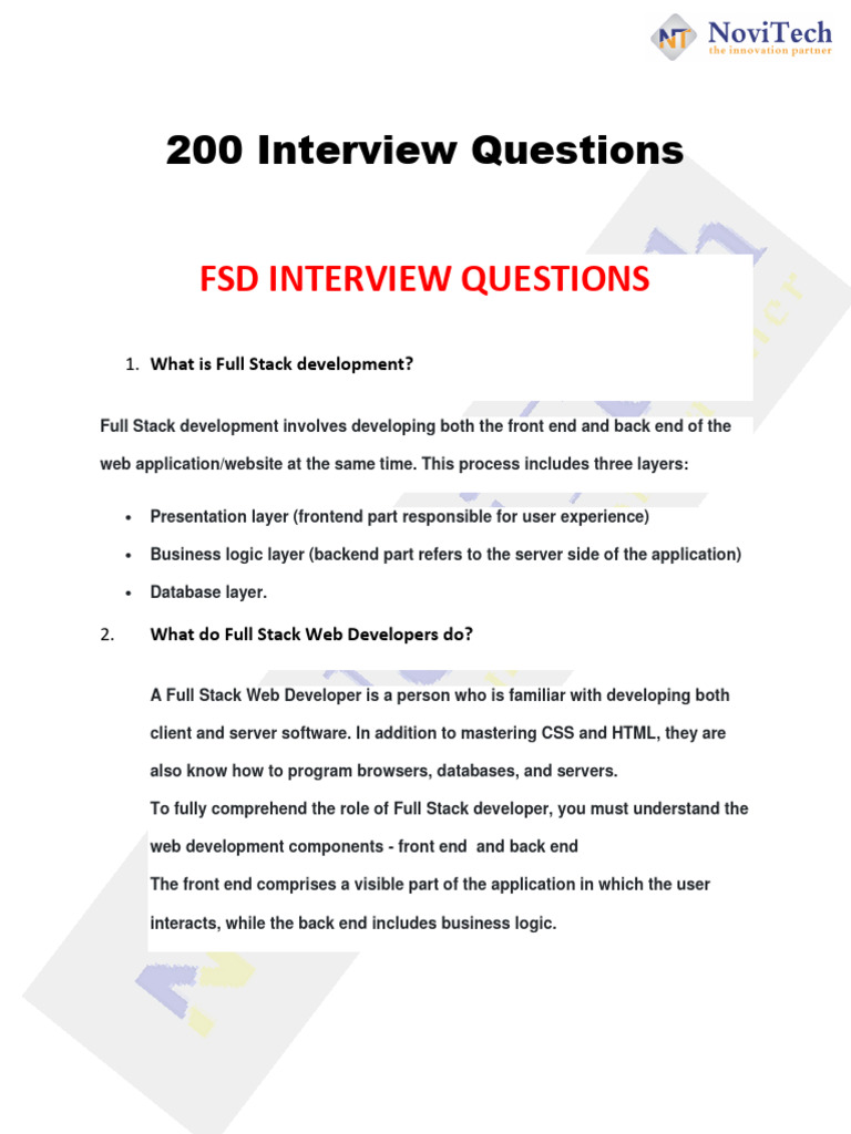 Interview Questions | PDF | Java Script | No Sql