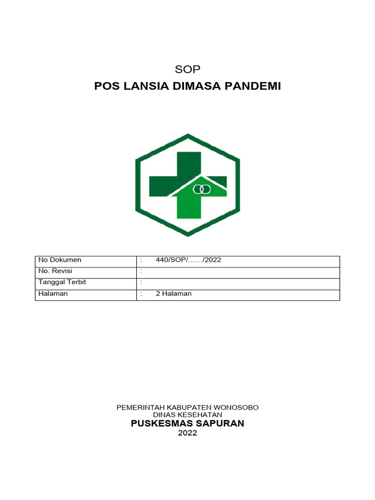 Sop Pos Lansia 2022 | PDF