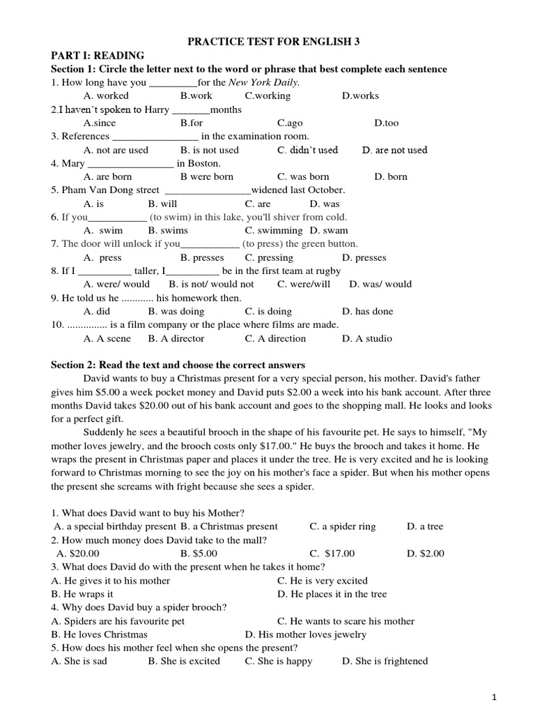 Practice test TA3 | PDF