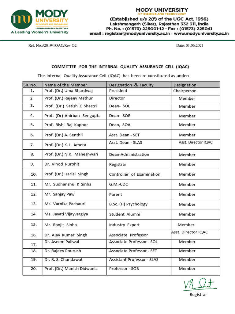 Iqac Committee | PDF