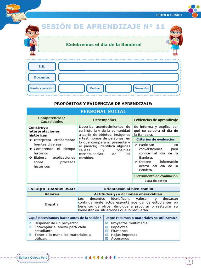 Sesiones de Aprendizaje - Semana 2 - UD IV - Editora Quipus Perú | PDF | Evaluación | Aprendizaje