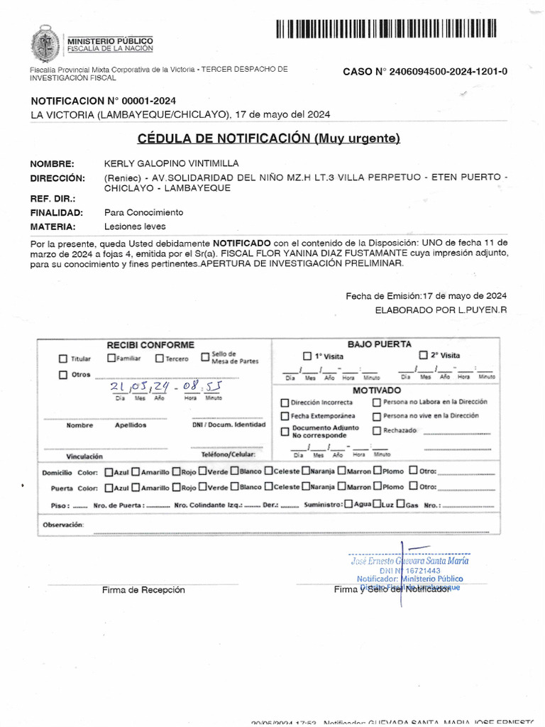 Cedula de Notificacion Brayan | PDF