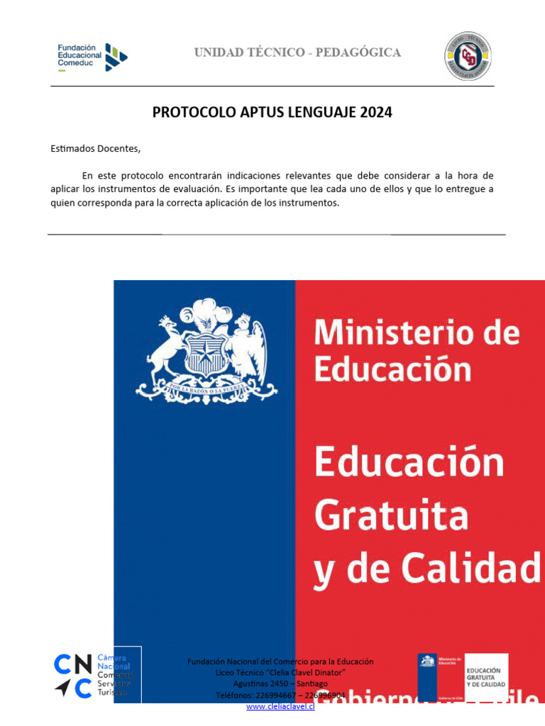 Protocolo Aptus Lenguaje 2024 | PDF