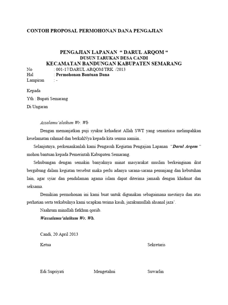 Proposal Dana Pengajian Darul Arqom | PDF