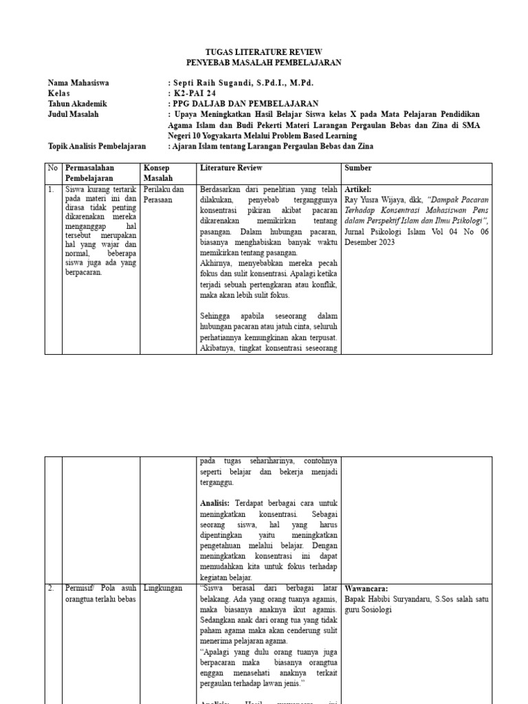 PBL Tugas Ke 3 Tugas Literature Review | PDF