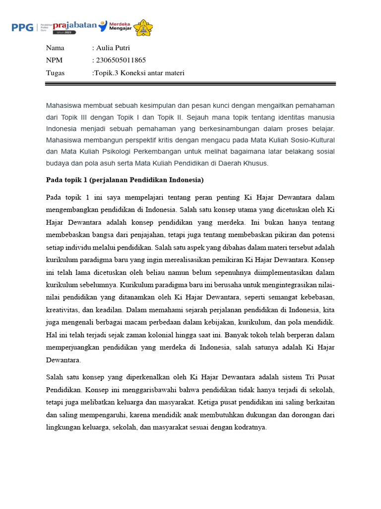 Topik.3 FPI (Koneksi Antar Materi) | PDF