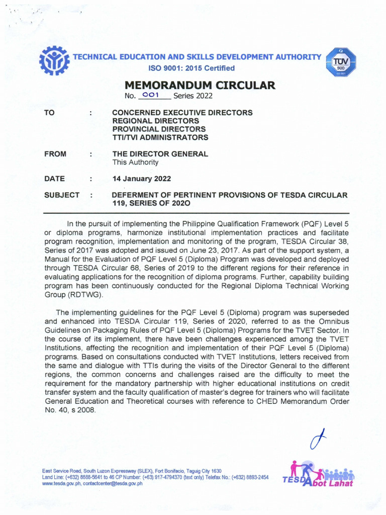 Memorandum Circular No. 001 2022 | PDF | Academic Degree | Diploma