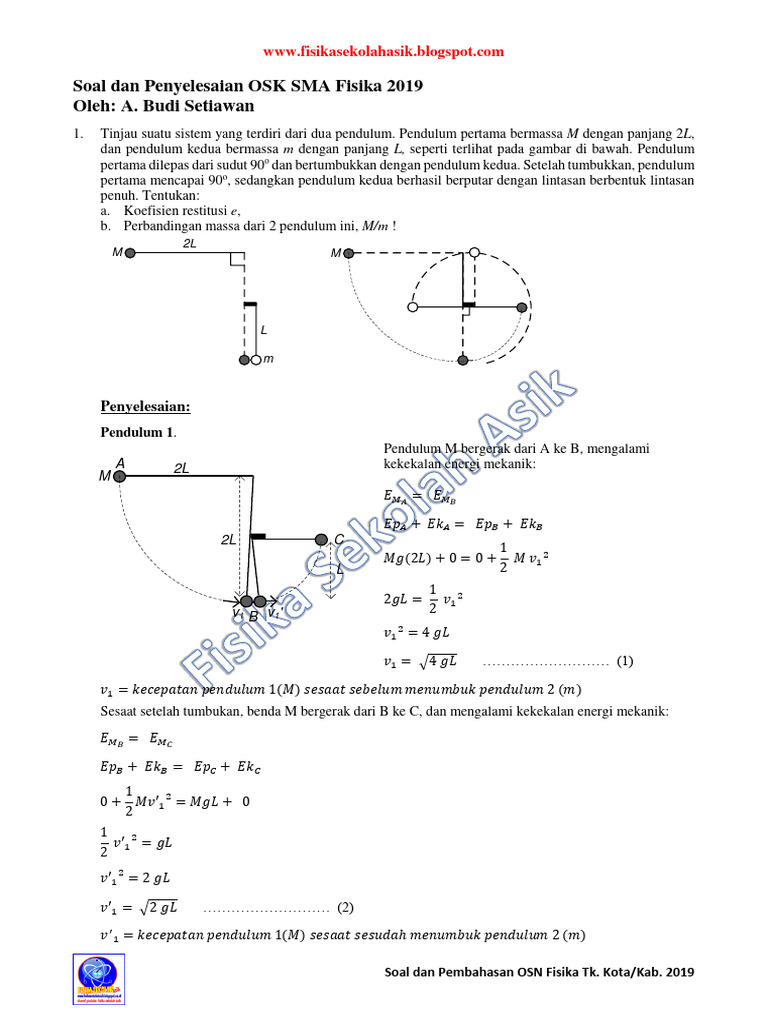 Soal Dan Penyelesaian OSK SMA Fisika 2019 | PDF