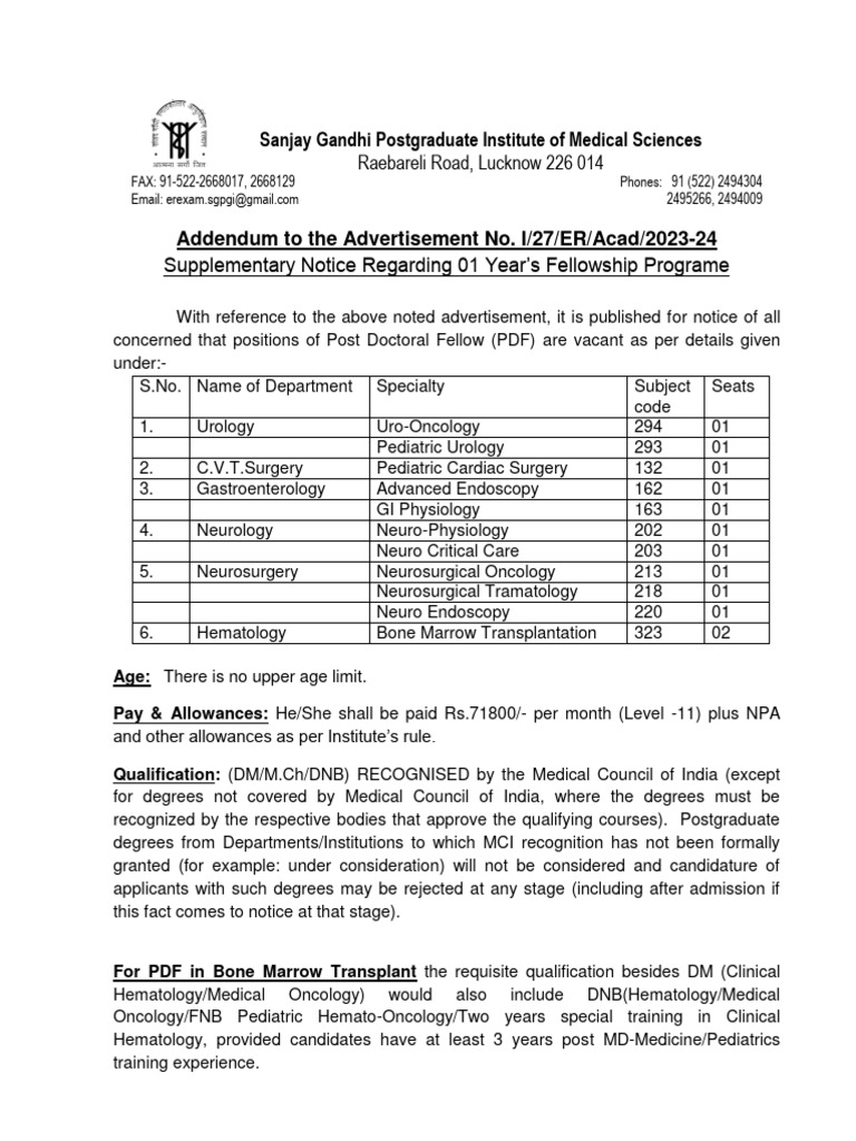 Latest Addendum & Application Form 14-05-2024 | PDF | Doctor Of ...