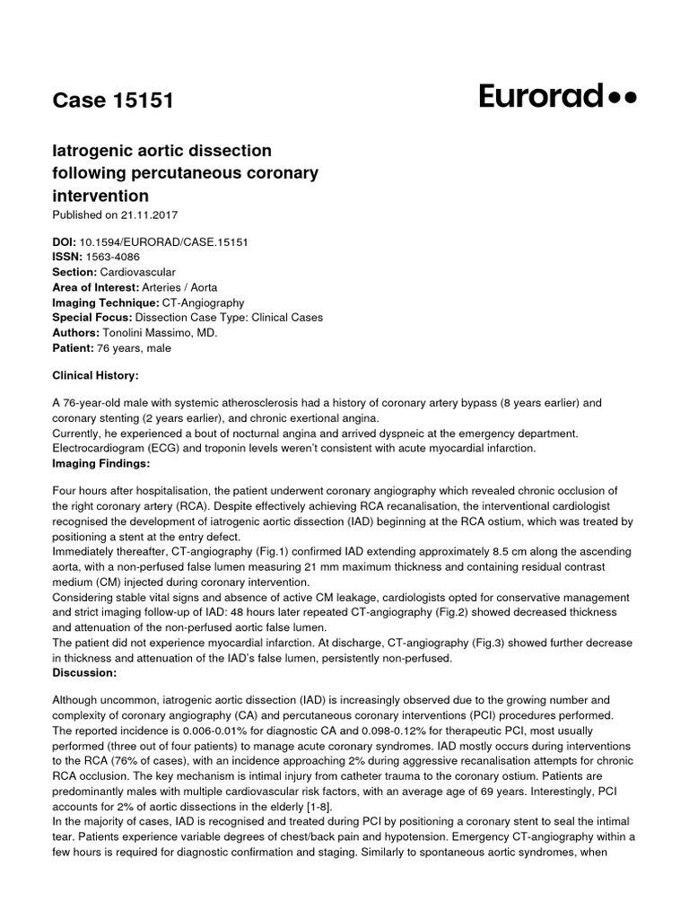 Case 15151 | PDF | Percutaneous Coronary Intervention | Aorta
