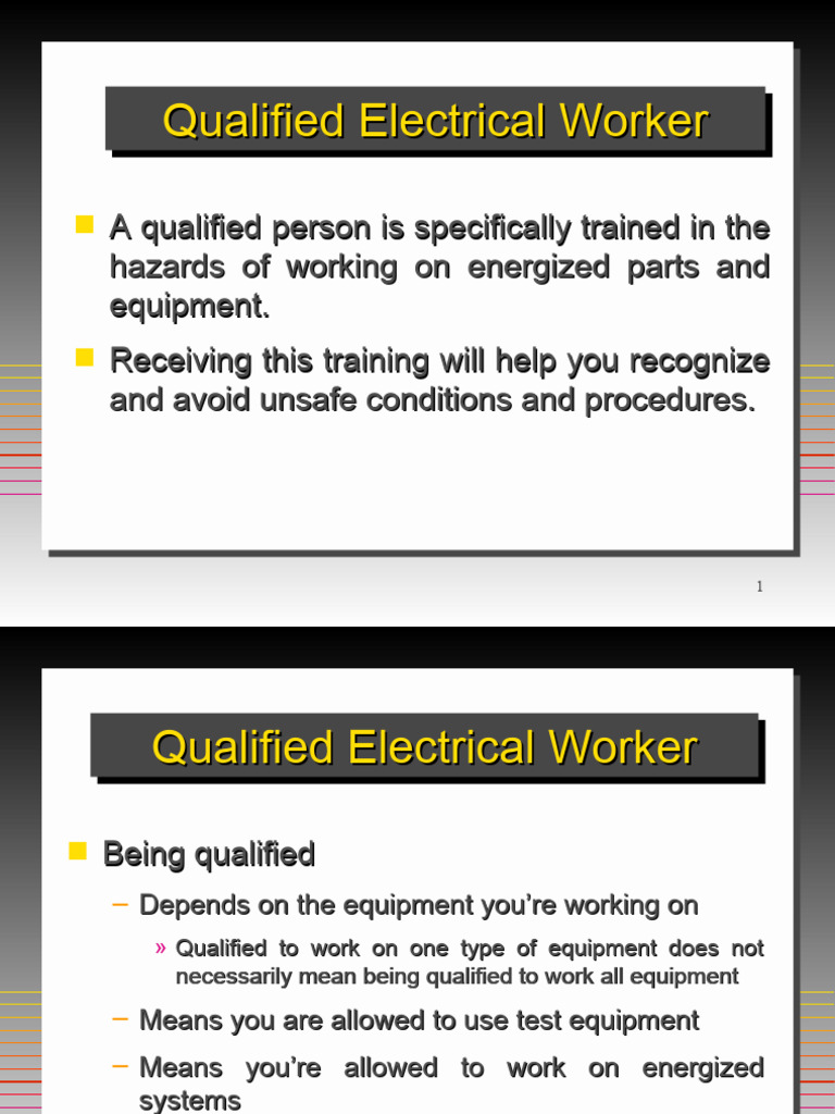 Qualified Electrical Worker Qualified Electrical Worker | PDF ...