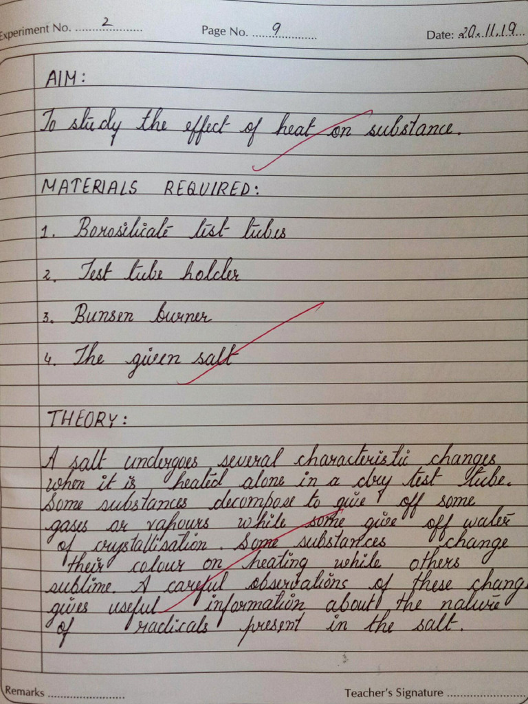 Chemistry Std. IX Expt | PDF