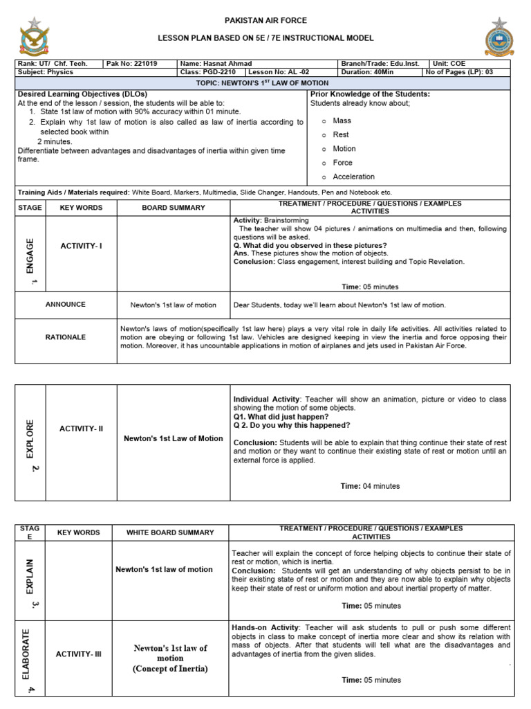 Lesson Plan of Musharaf, Frost's Poem | PDF | Inertia | Newton's Laws ...