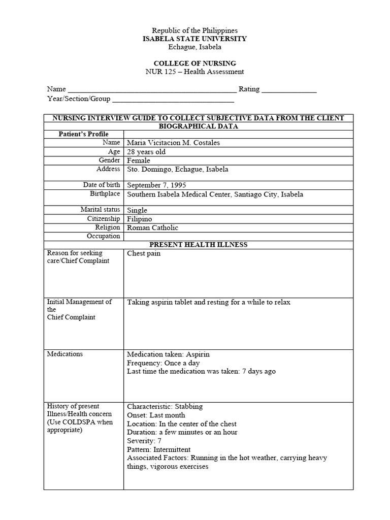 Nursing Health History Pdf Public Health Diseases And Disorders