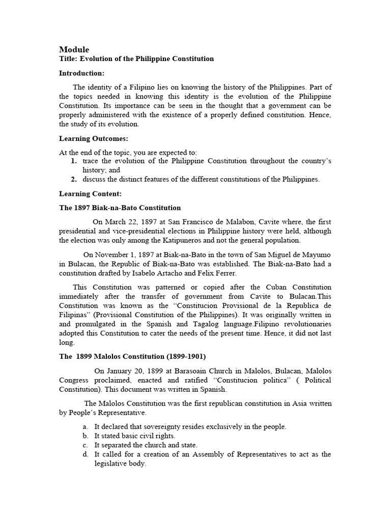 Evolution of The Philippine Constitution | PDF | Government | Governance