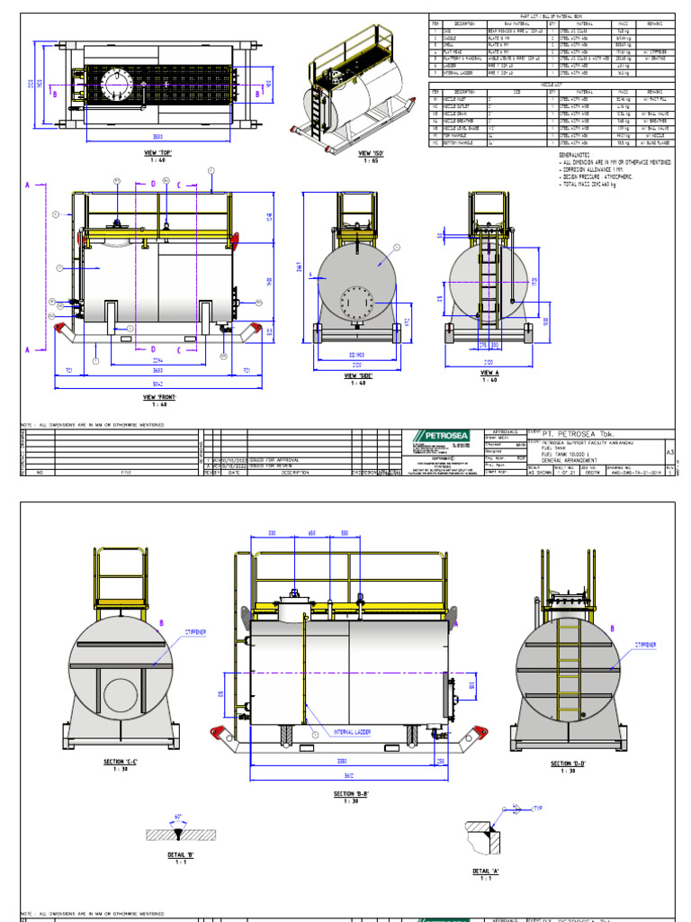 AMG-DWG-TA-01-0014 - Fuel Tank 10.000 L Rev.1 | PDF | Pipe (Fluid ...