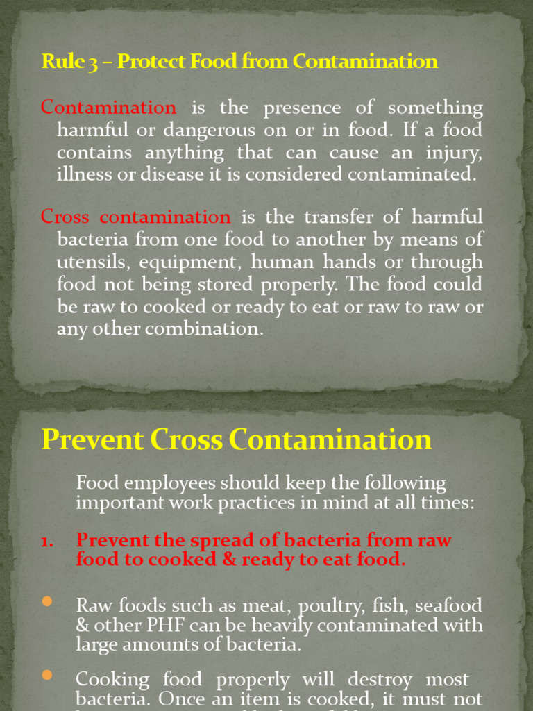 Rule 3 - Protect Food From Contamination | PDF | Foods | Hygiene