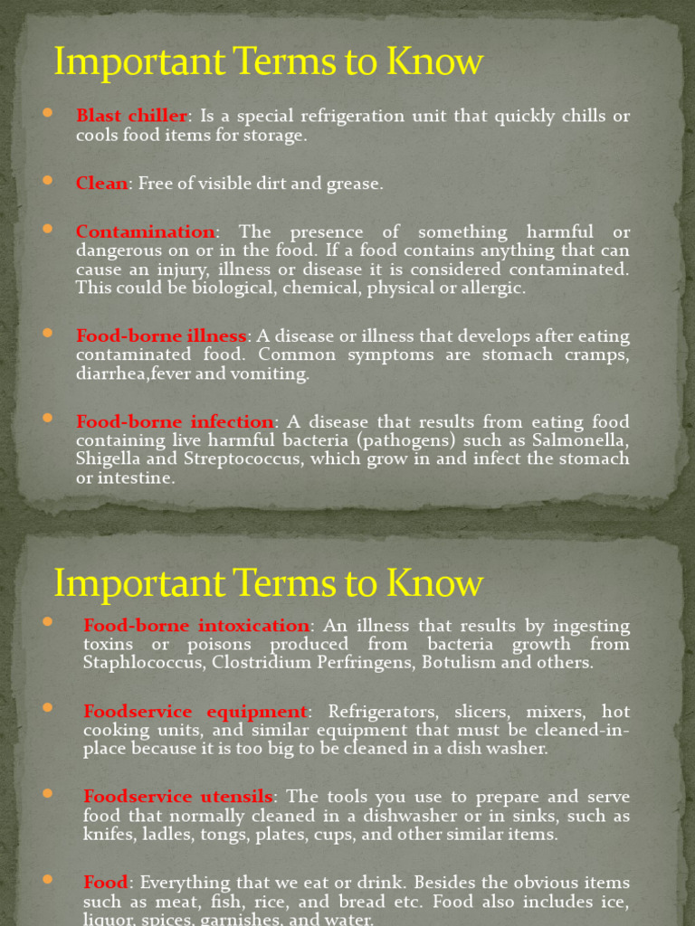Important Terms To Know | PDF | Foodborne Illness | Microorganism