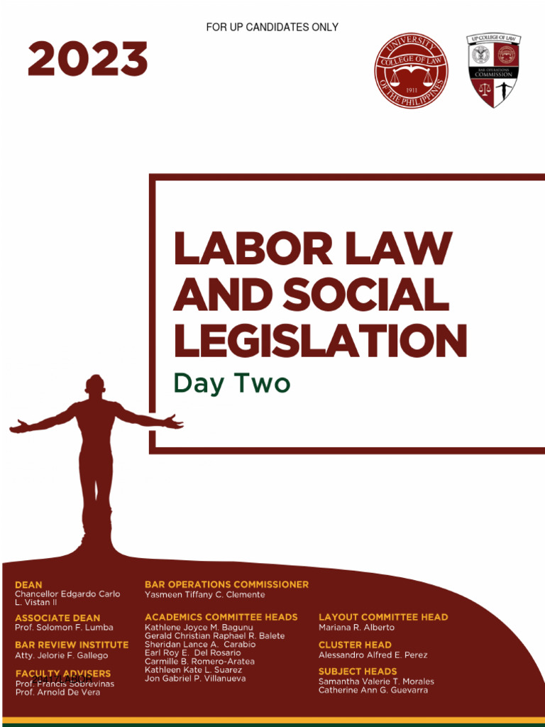 2023 UP BOC Labor Law Reviewer | PDF | Employment | Labour Law
