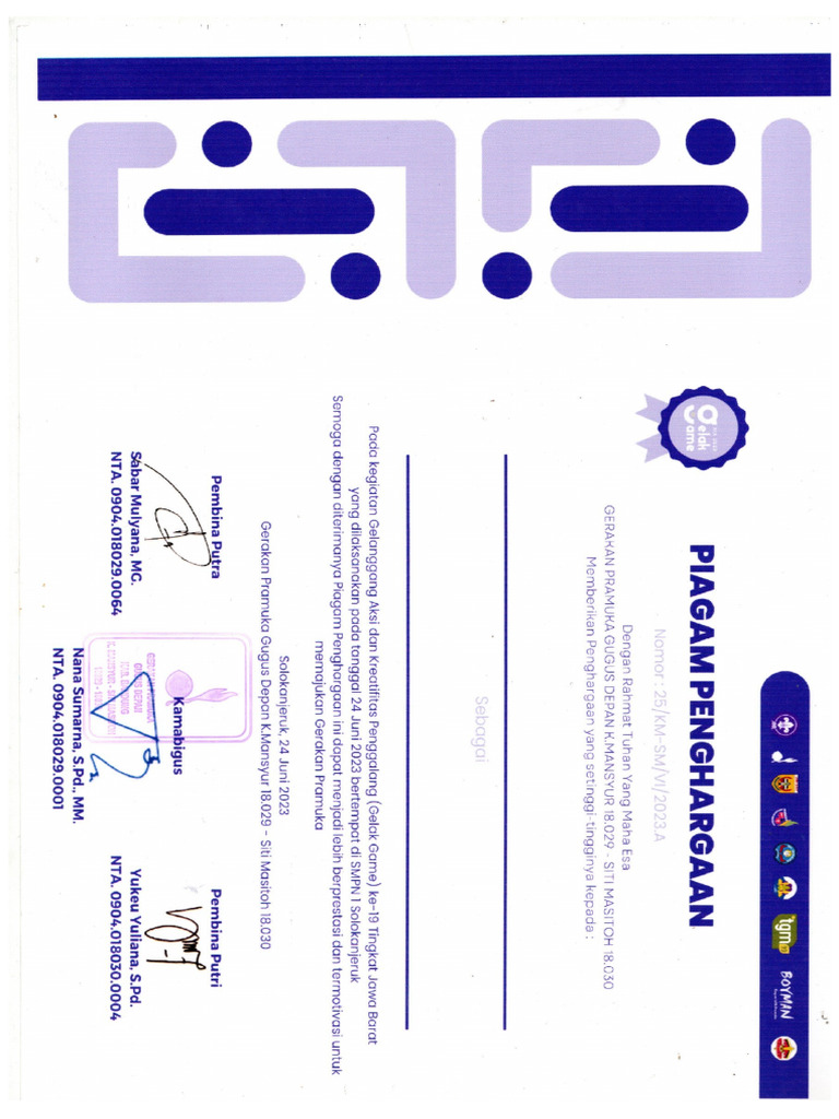 Piagam Pramuka | PDF