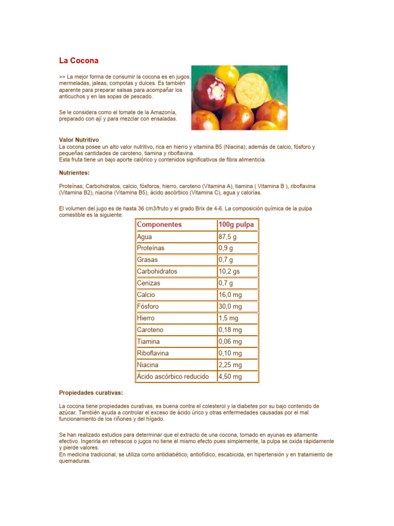 Beneficios y usos de la cocona | PDF