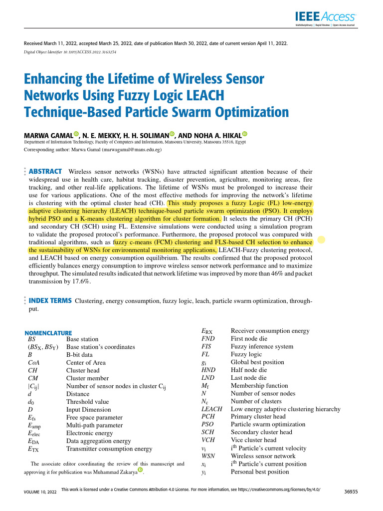Enhancing The Lifetime of Wireless Sensor Networks Using Fuzzy Logic LEACH Technique-Based ...