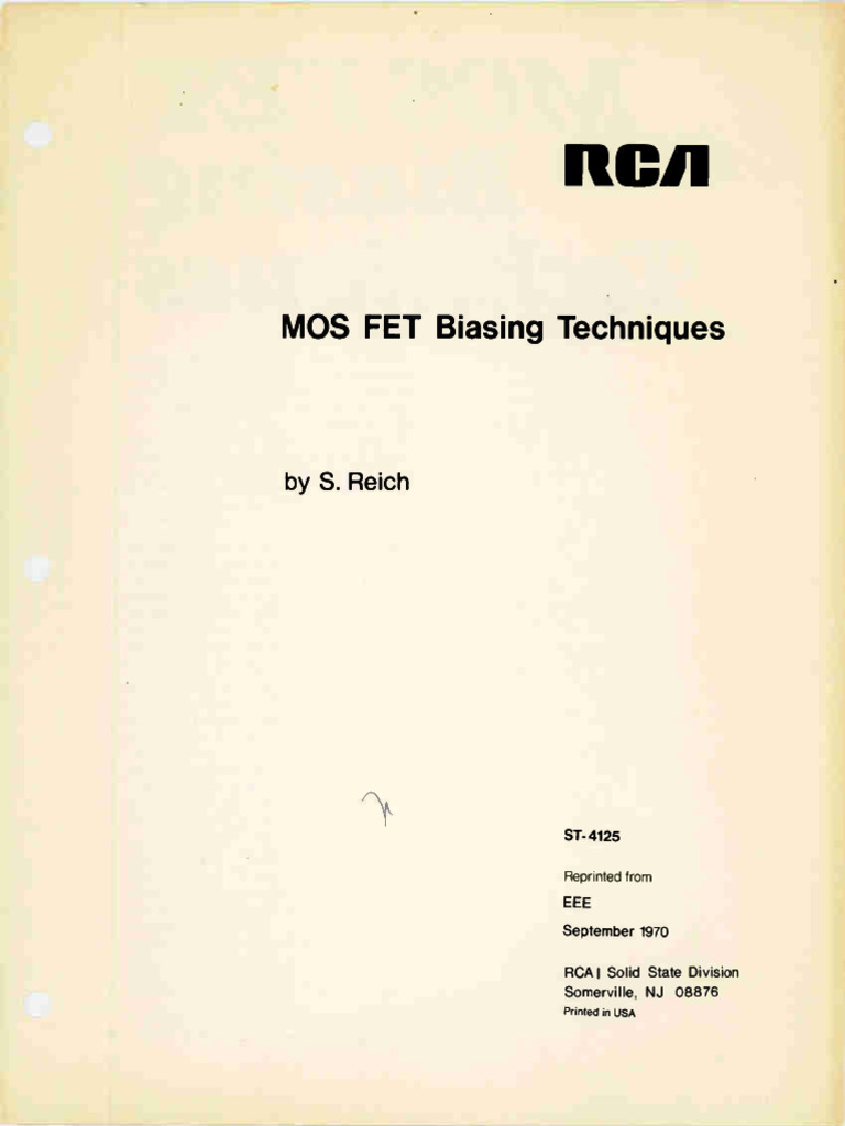 MOS FET Biasing Techniques Explained | PDF | Field Effect Transistor ...