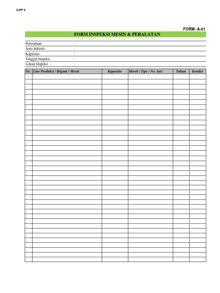 01 - Form Inspeksi MESIN | PDF