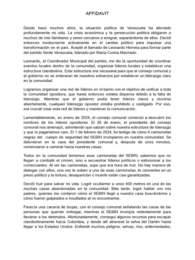 Affidavit en espanol | PDF