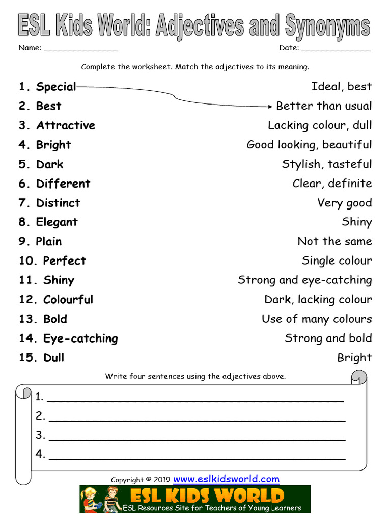 adjectives-synonyms-worksheet | PDF