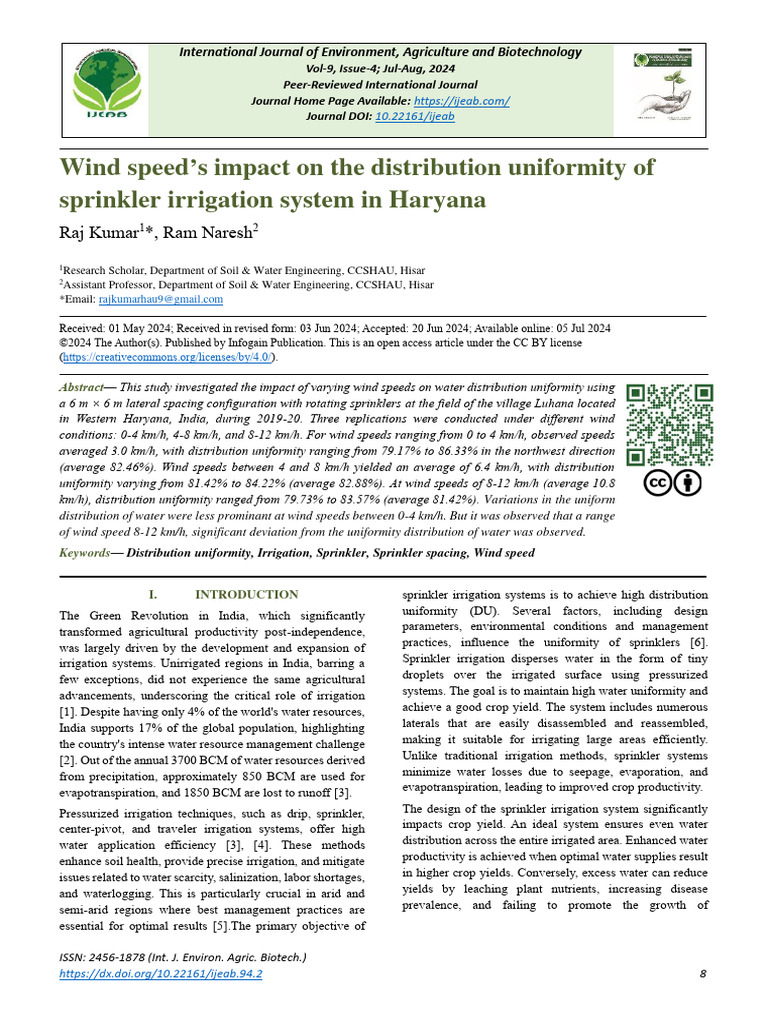 Wind Speed's Impact On The Distribution Uniformity of Sprinkler ...