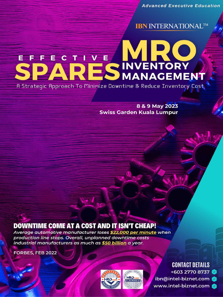 Brochure (Jason) - Effective Mro Spares Inventory Management, 8 - 9 May ...