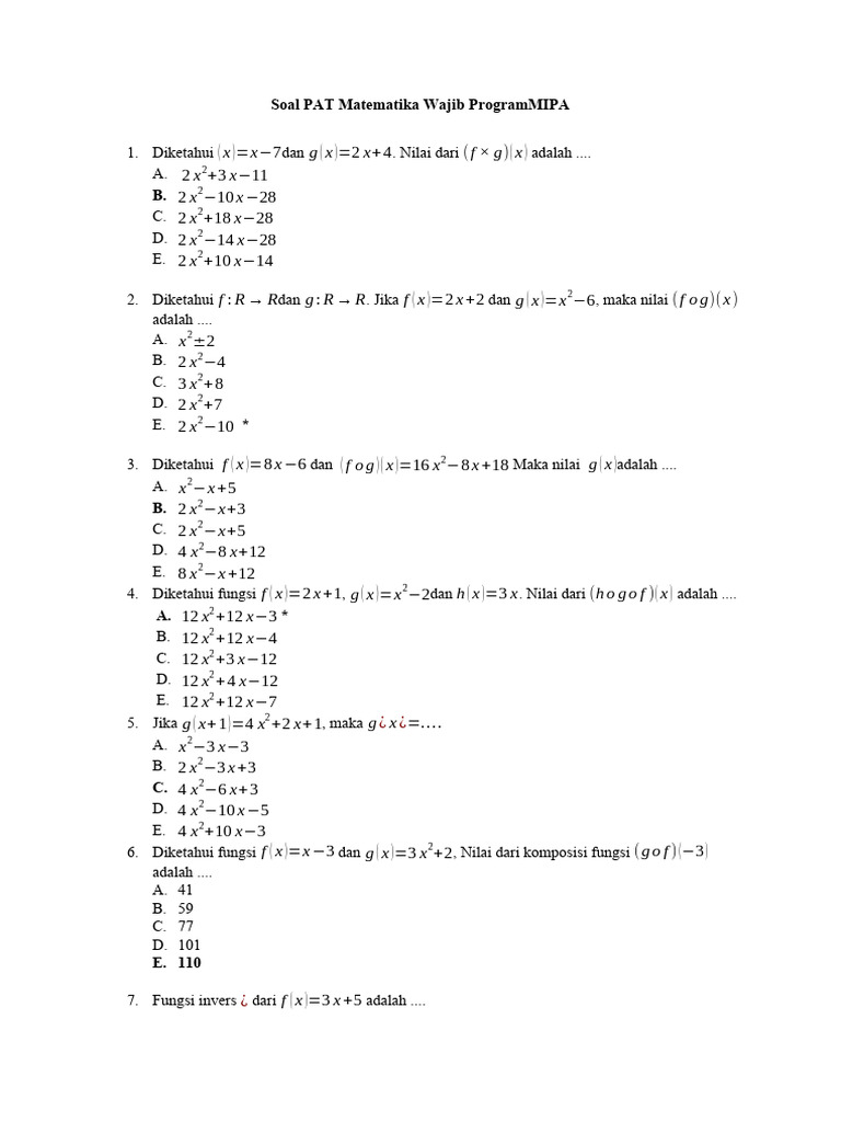 Soal PAT Matematika MIPA 2023 | PDF