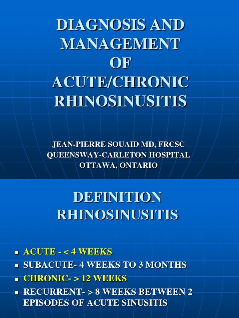 Diagnosis and Management OF Acute/Chronic Rhinosinusitis | PDF ...