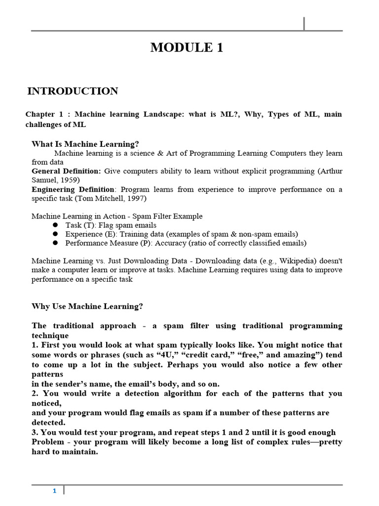 Module 1 Notes Pdf Machine Learning Email Spam 6376