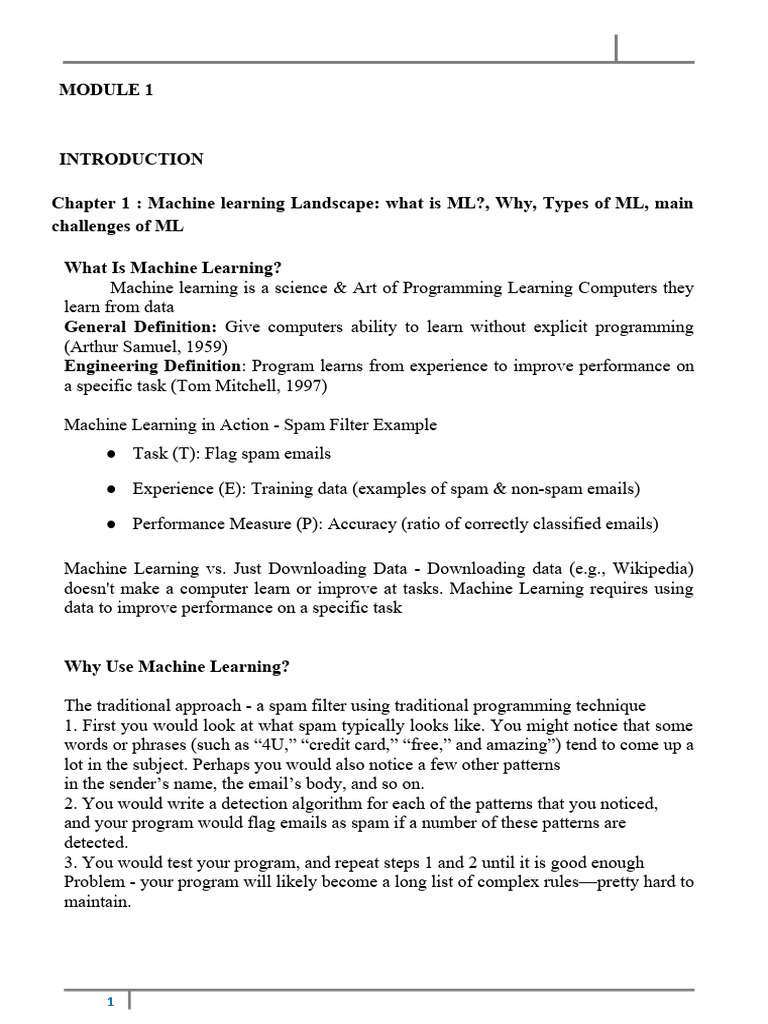 Module 1 Notes Pdf Machine Learning Email Spam