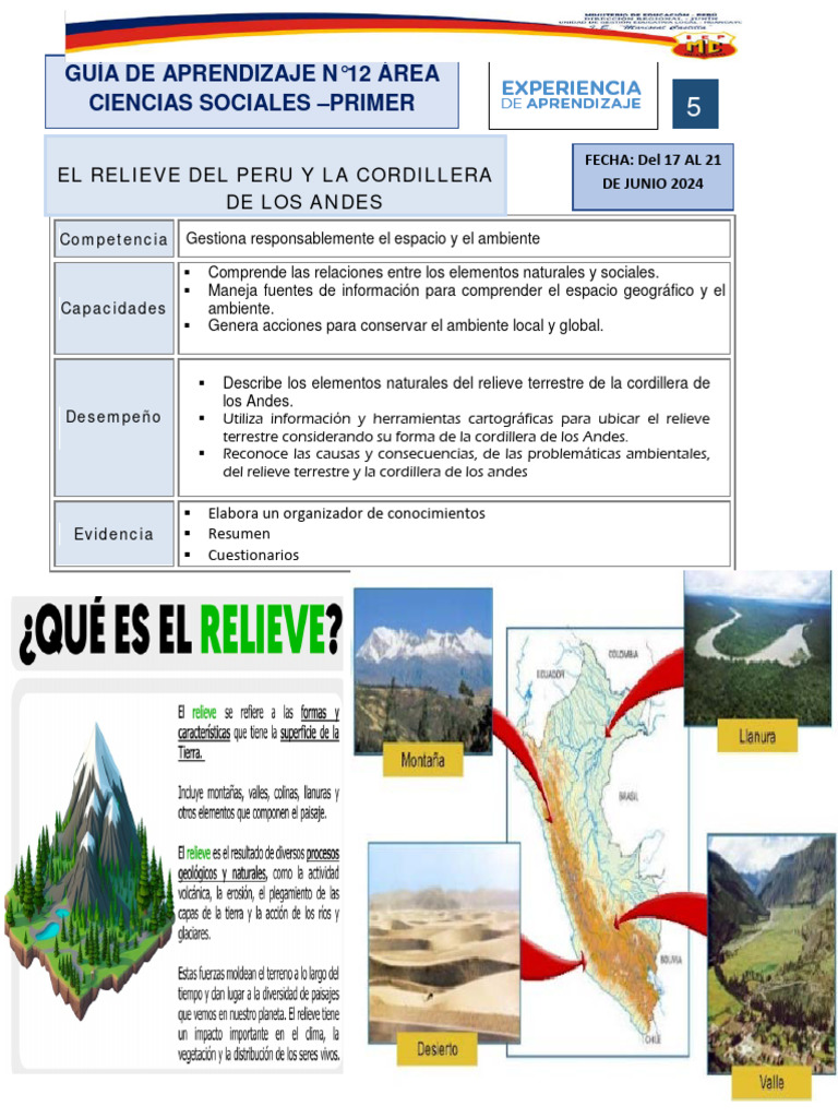 GUÍA N °12 EL RELIEVE PERUANO.. (1) | Descargar gratis PDF | Terreno ...