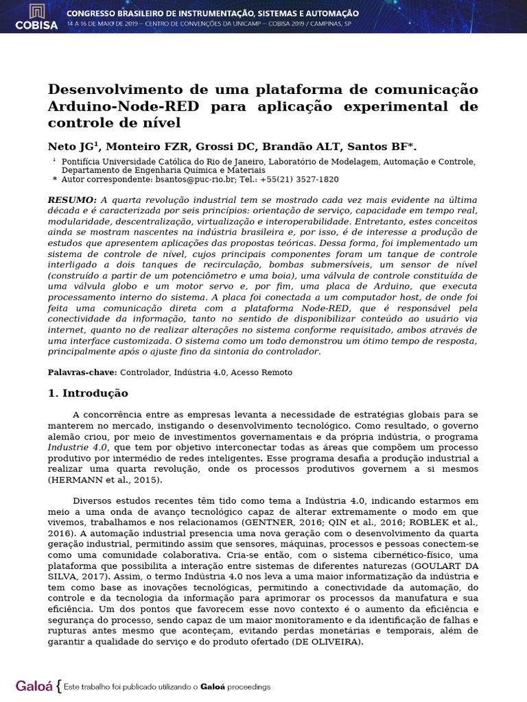 Controle de Nível com Arduino e Node-RED | PDF | Engenharia | Informática