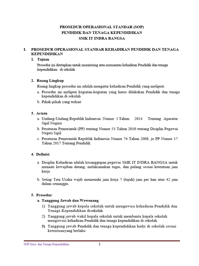 Sop Guru Dan Tenaga Pendidik Ibs | PDF | Karier & Perkembangan