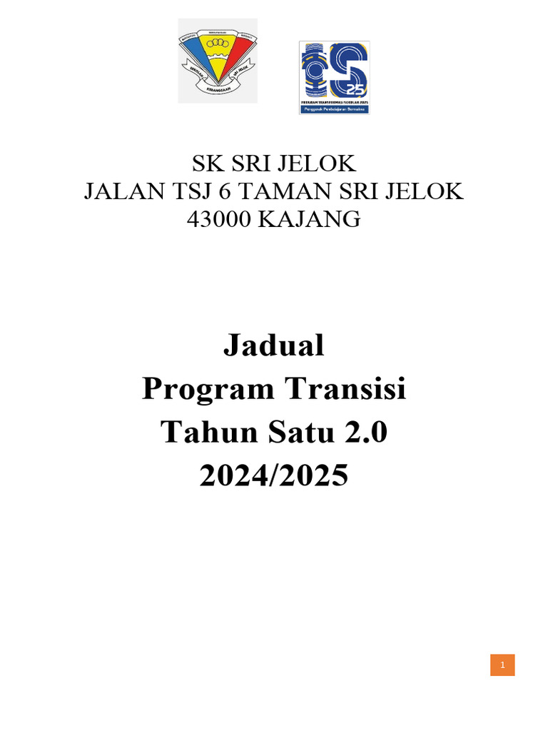 Program Transisi Tahun 1 2024 | PDF