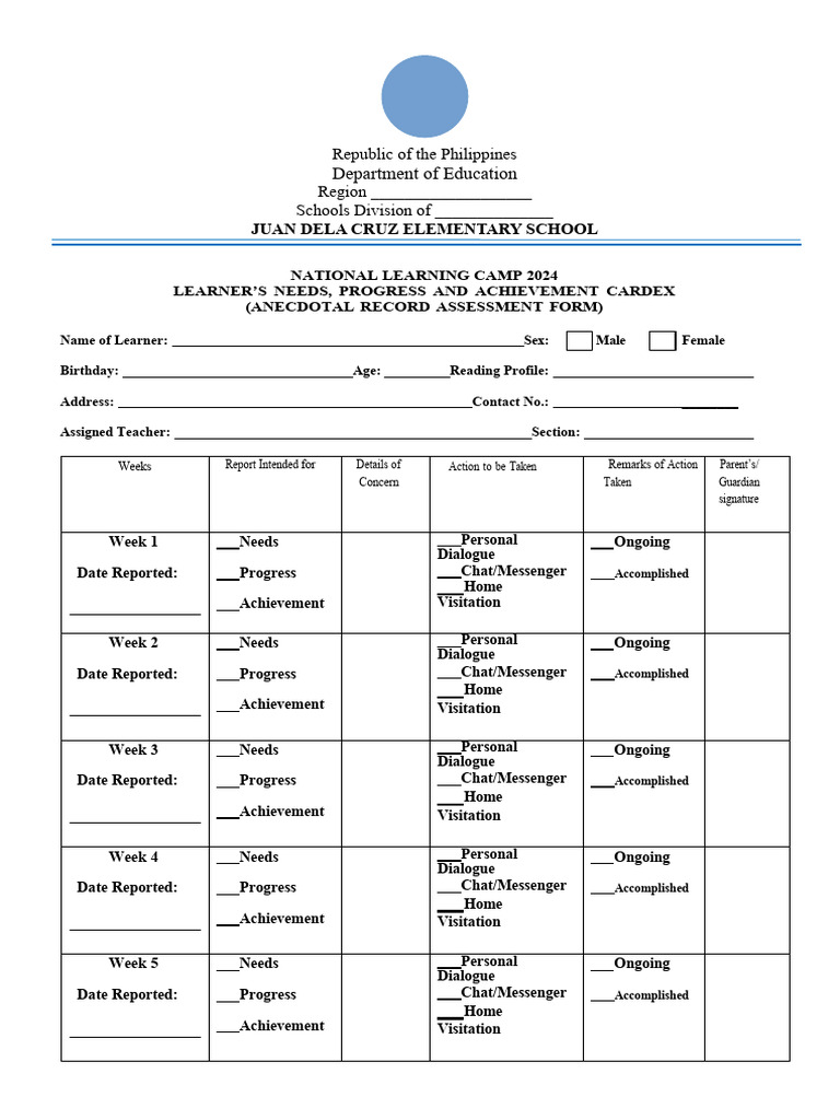 NLC Anecdotal Record | PDF | Behavior Modification | Learning