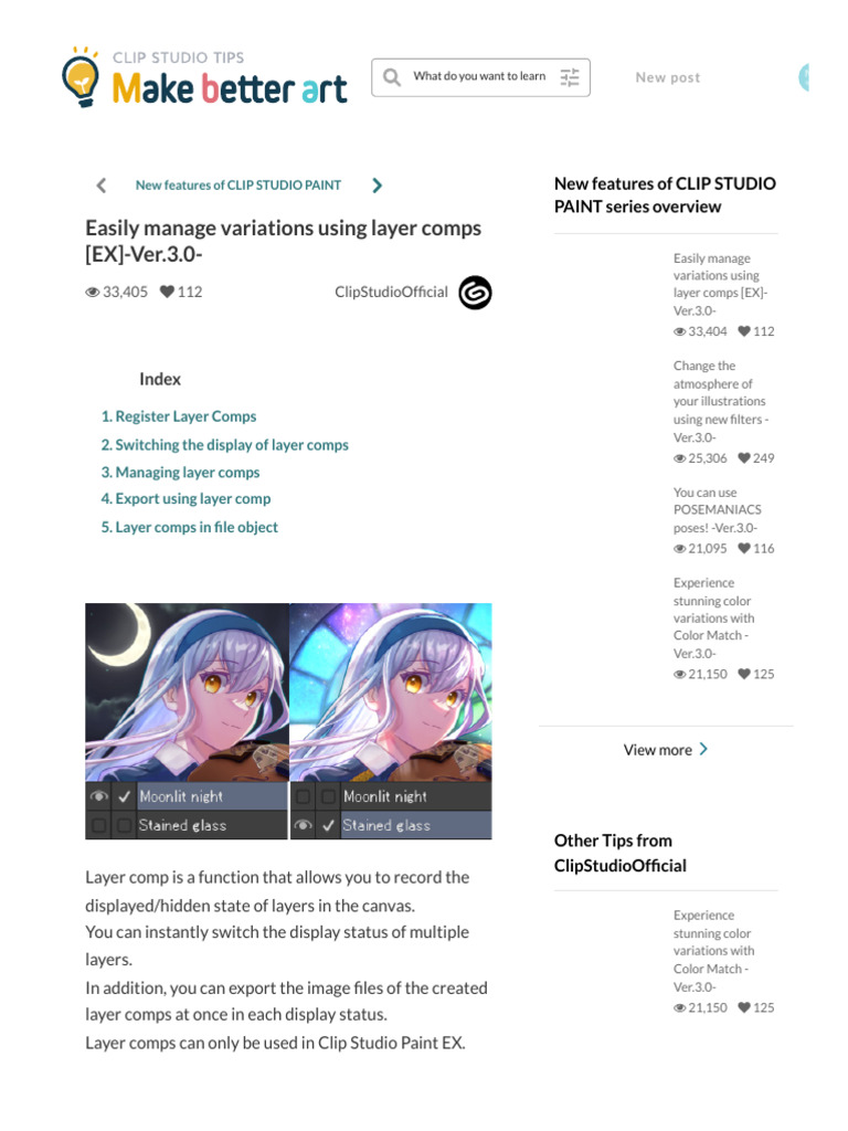 Easily Manage Variations Using Layer Comps [EX]-Ver.3.0- “New Features of CLIP STUDIO PAINT #1 ...