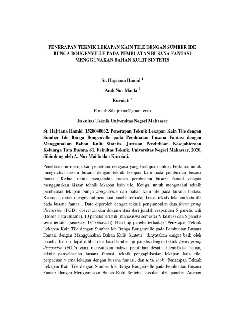 Busana Fantasi: Teknik Lekapan Kain Tile | PDF
