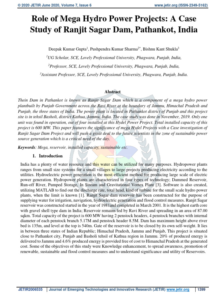 HYDRO POWER IMPACT Role of Mega Hydro Power Projects A Case | Download Free PDF ...