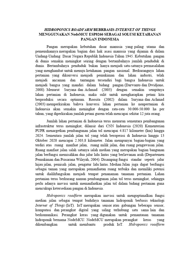 Hidroponics Roadfarm Bebrbasis Internet of Things Menggunakan Nodemcu Esp8266 Sebagai Solusi ...