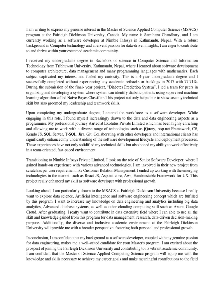 Sop Fairleigh Samjha Na | PDF | Data | Cloud Computing