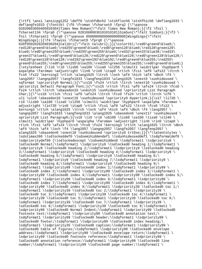 RTF Document Structure Guide | PDF | Html | Text